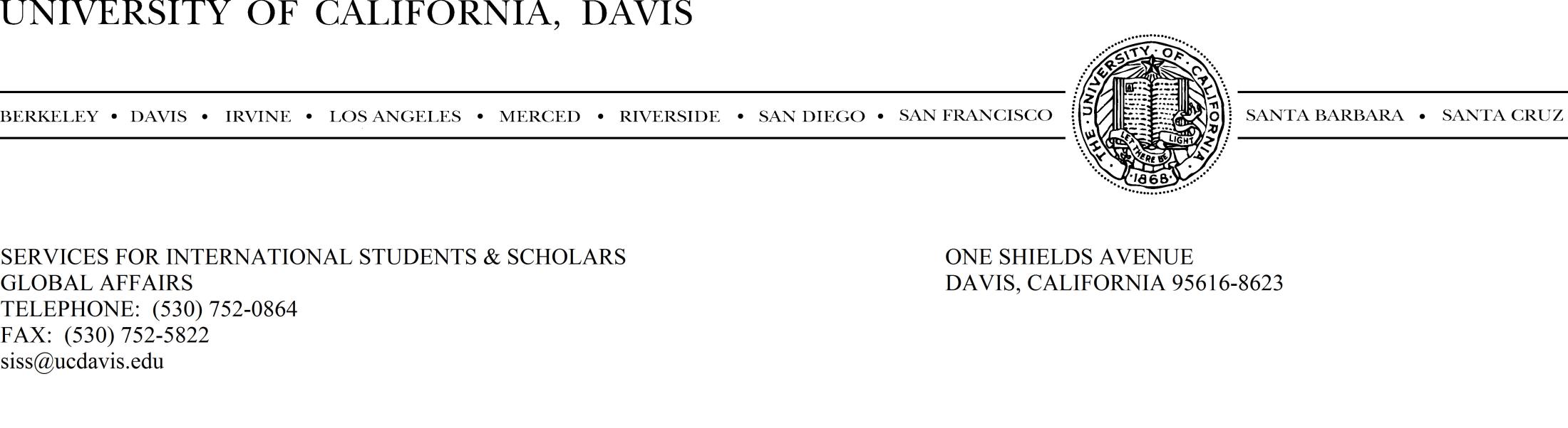 SISS Letterhead | Services for International Students and Scholars